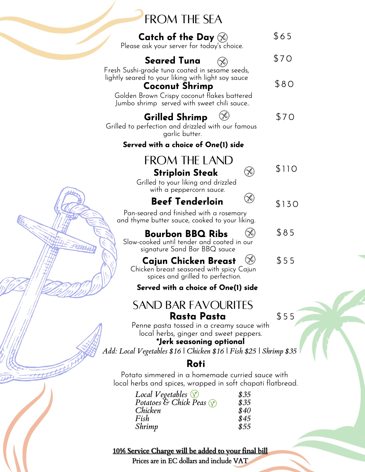 Menu - Sand Bar & Grill Grenada